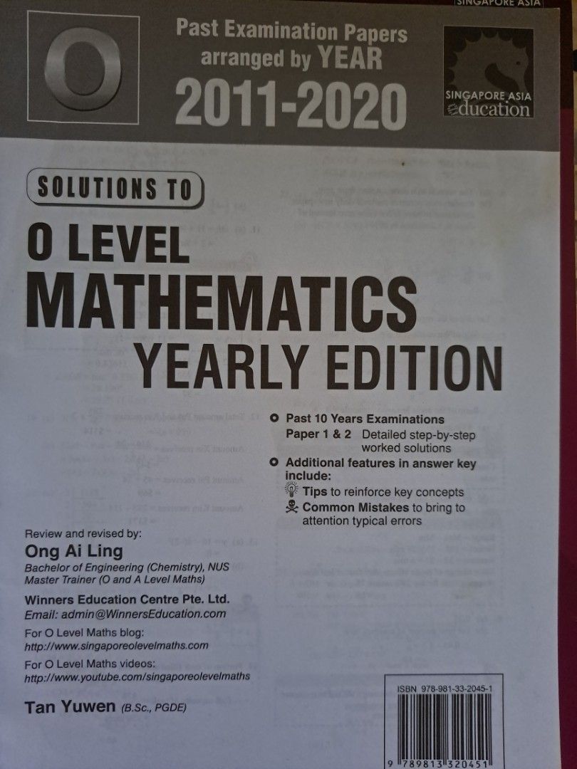 O Level Pure Geography TYS, O level Combine chemistry TYS, E Math O ...