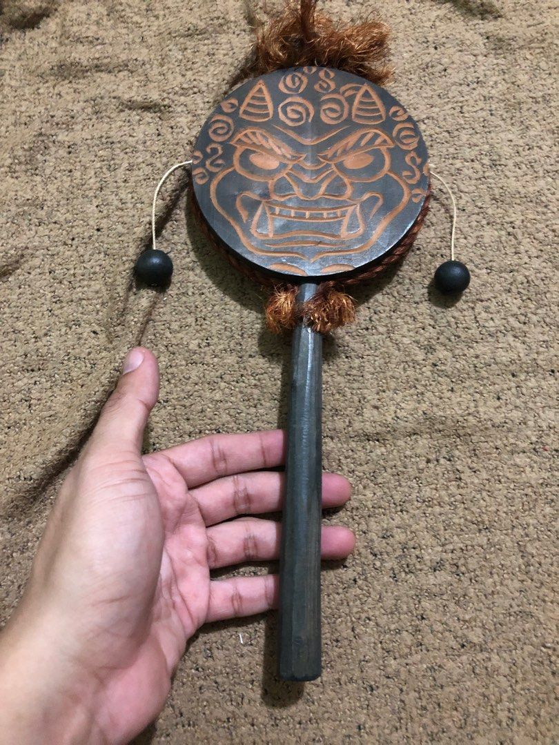 Oni Carved face wooden rattle drum, Hobbies & Toys, Memorabilia ...