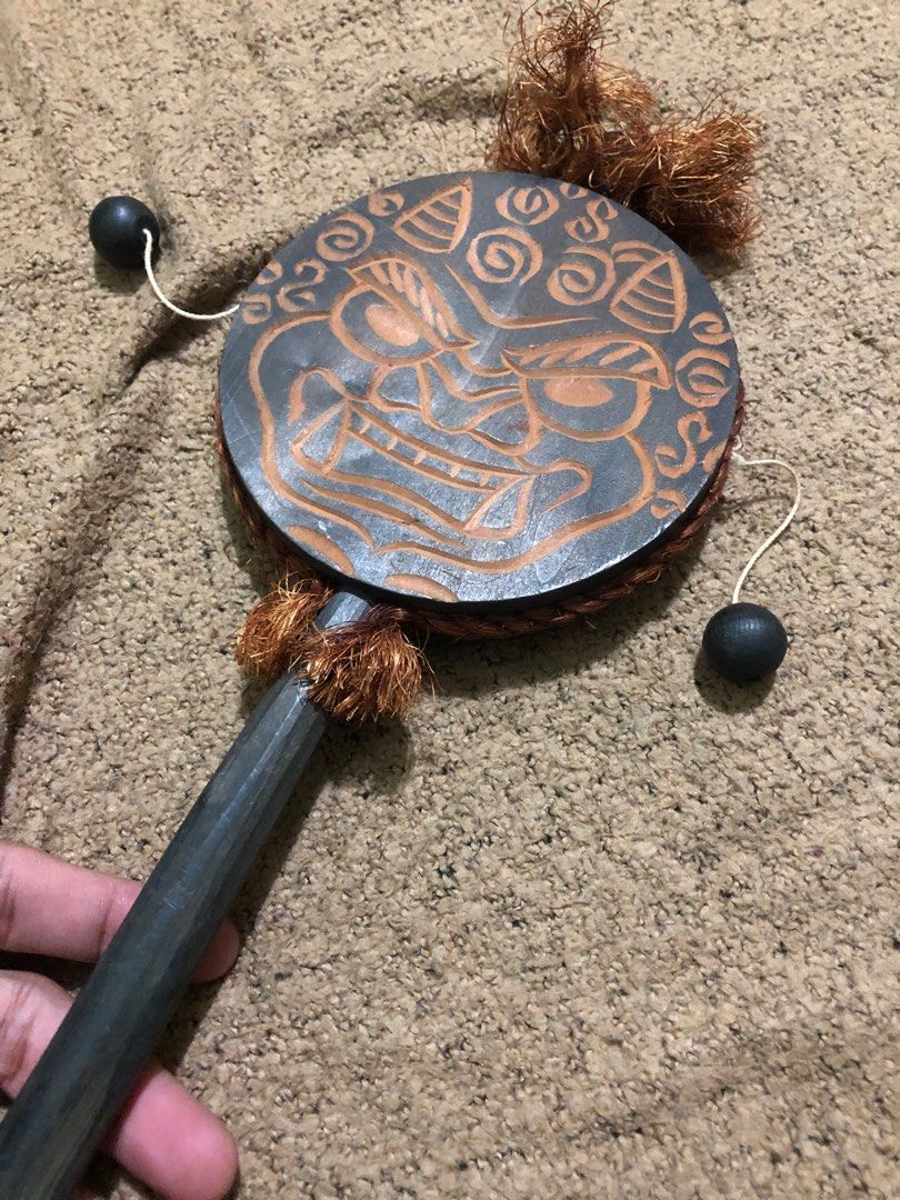 Oni Carved face wooden rattle drum, Hobbies & Toys, Memorabilia ...