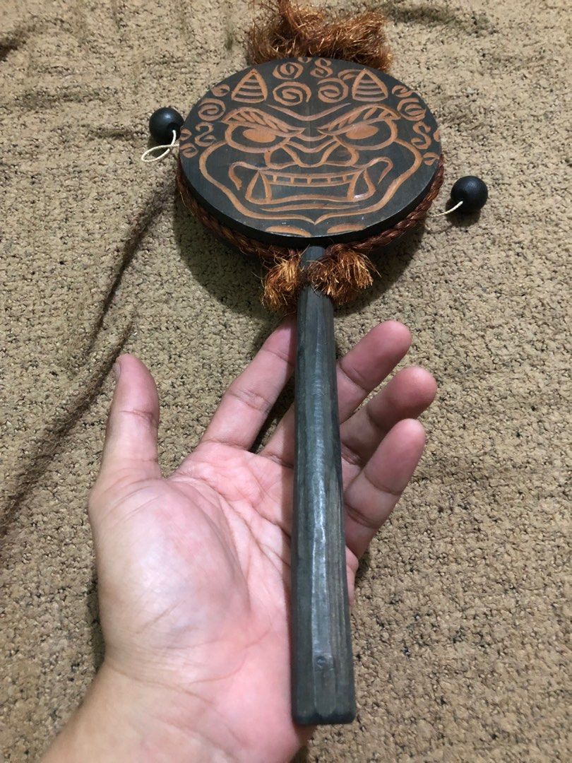 Oni Carved face wooden rattle drum, Hobbies & Toys, Memorabilia ...