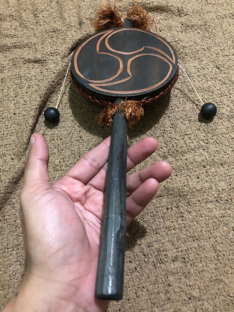 Oni Carved face wooden rattle drum, Hobbies & Toys, Memorabilia ...