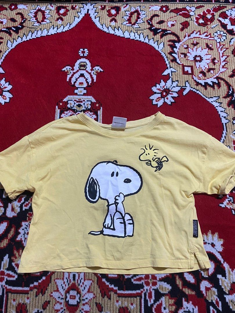 Peanuts Snoopy Pastel Yellow Crop Top, Women's Fashion, Tops, Shirts on ...