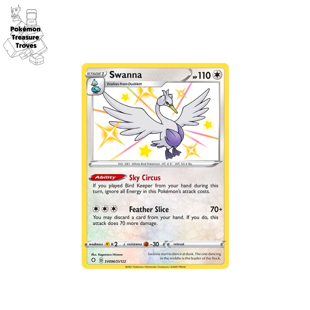 Pokemon Shining Fates Shiny Rare Swanna Card, Hobbies & Toys, Toys ...