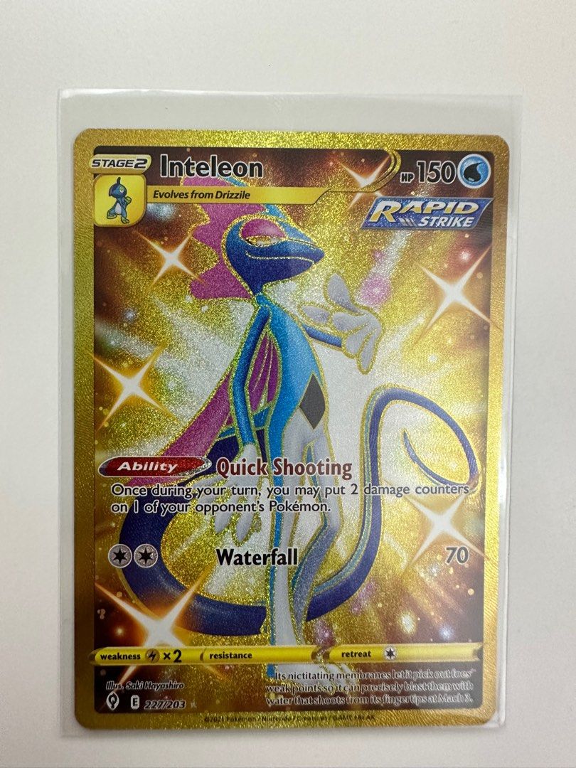 Pokémon TCG - Inteleon Gold Full Art Secret Rare 227/203 - Evolving ...