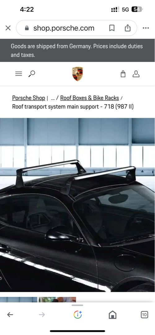 Porsche bike rack for Cayman and roof transport system 987C, 汽車配件, 其他 ...