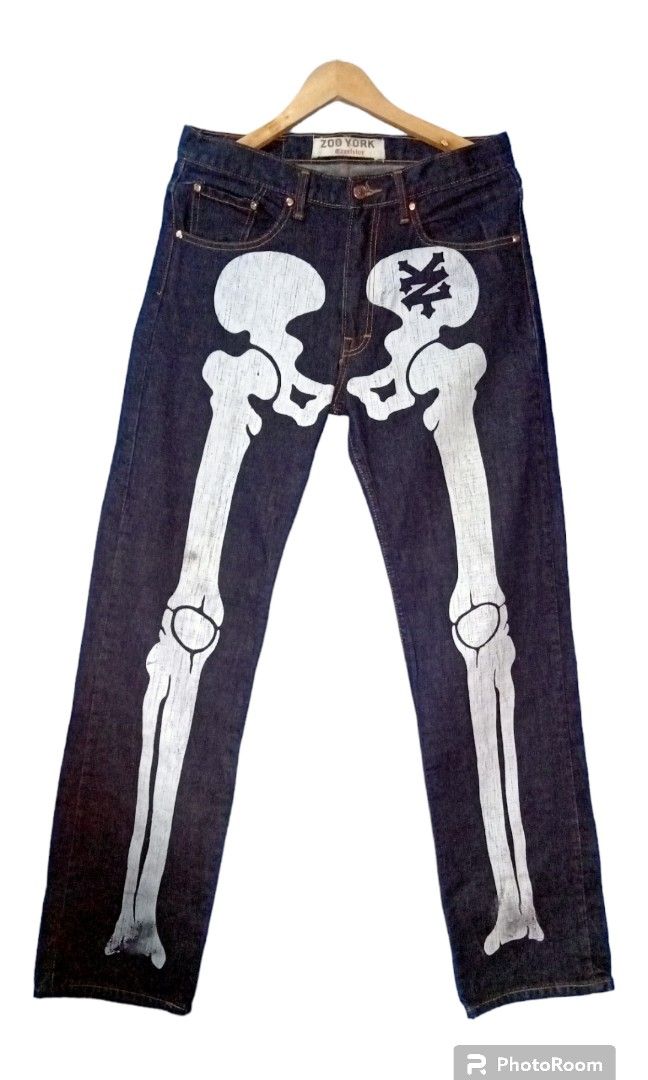Rare Y2K zoo york skeleton pants, Men's Fashion, Bottoms, Jeans on ...