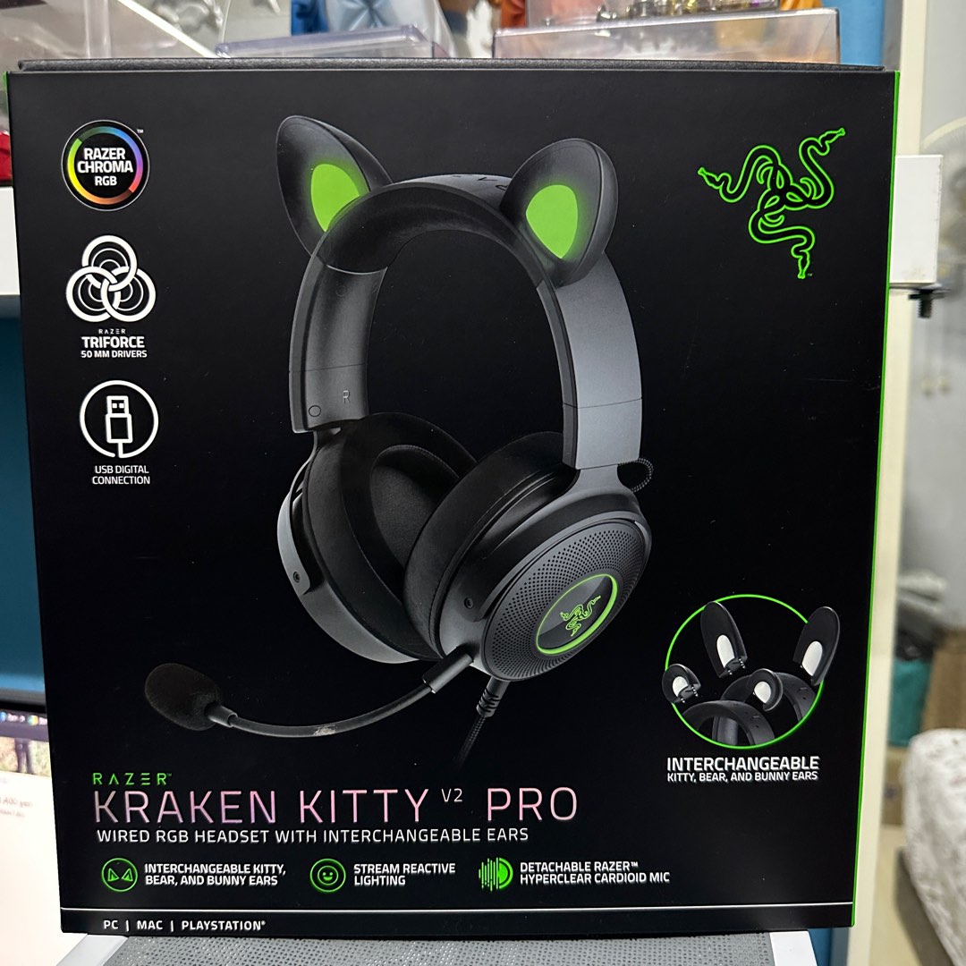 Razer KRAKEN KITTY V2 PRO WIRED GB HEADSET WITH INTERCHANGEABLE EARS ...