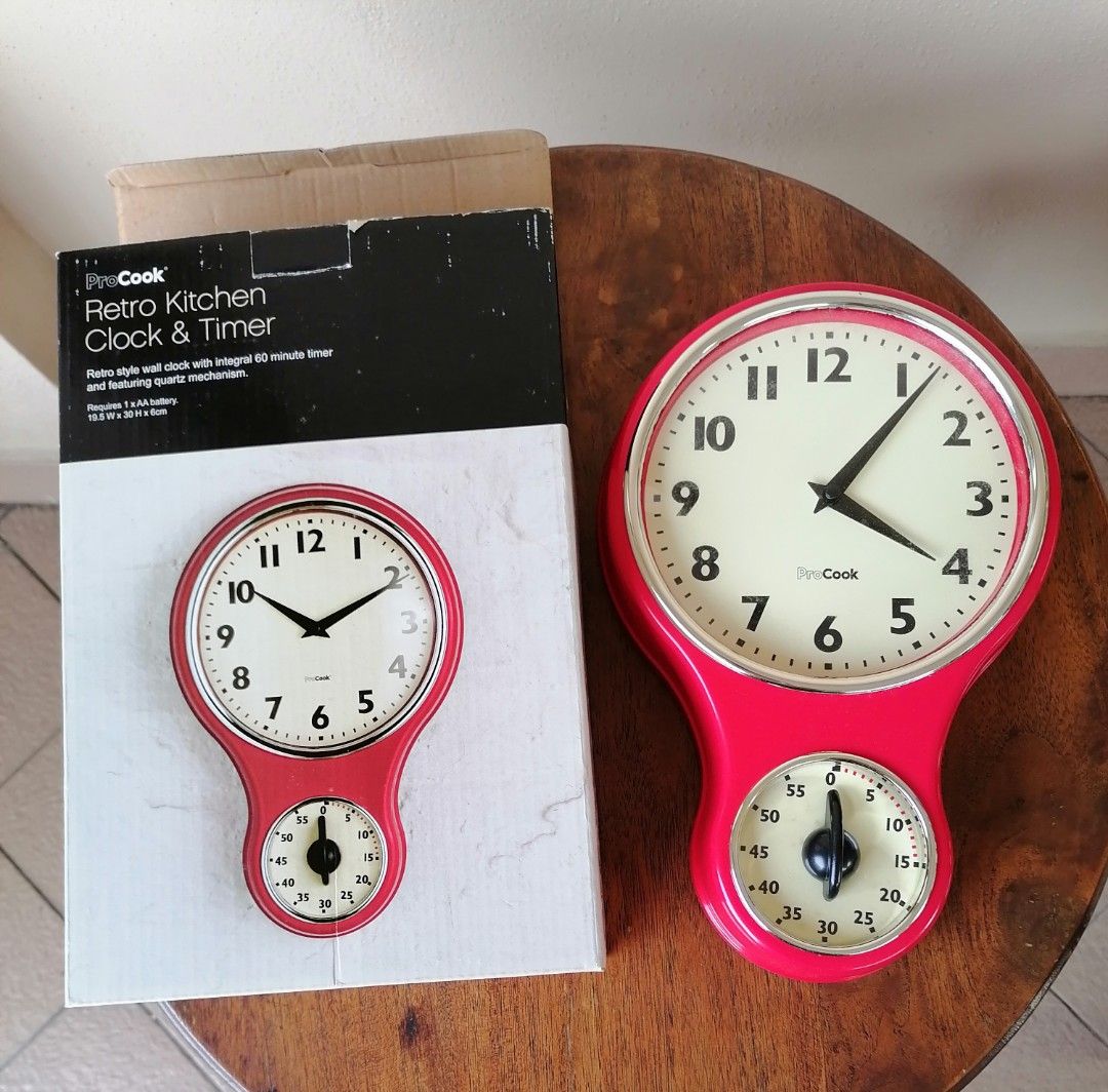 Retro Kitchen Clock and Timer, Furniture & Home Living, Bathroom ...