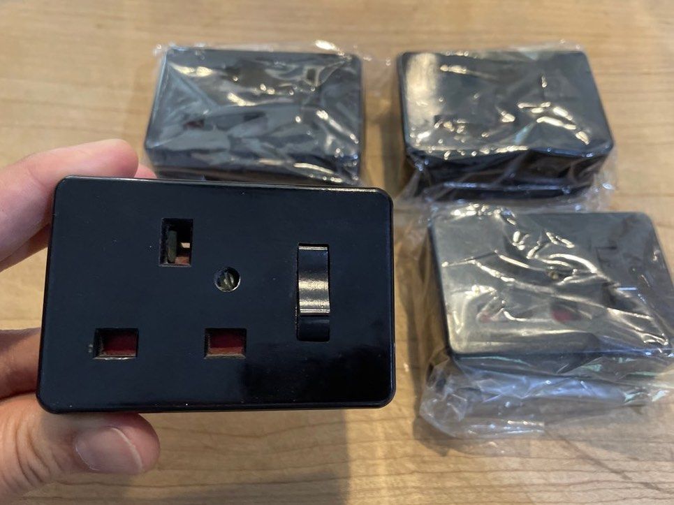 Retro look black electrical socket (13A), TV & Home Appliances ...