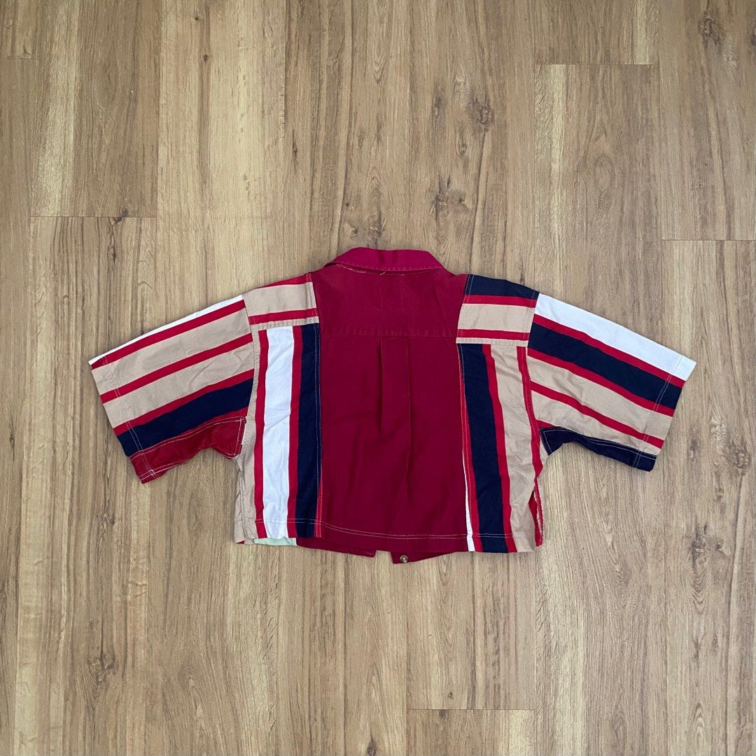 reworked cropped top/button up, Women's Fashion, Tops, Shirts on Carousell