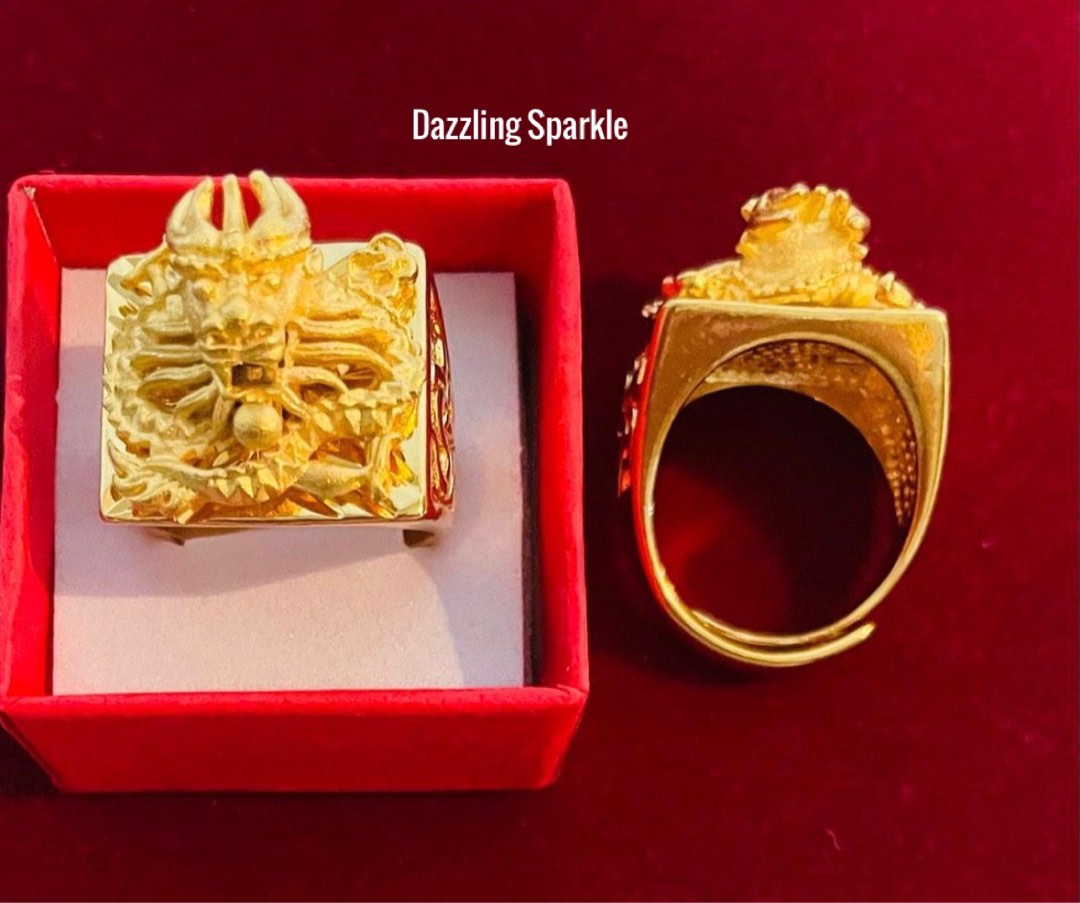 Ring MEN BOSS Bangkok premium 916 gold plated Dragon Ring Solid with ...