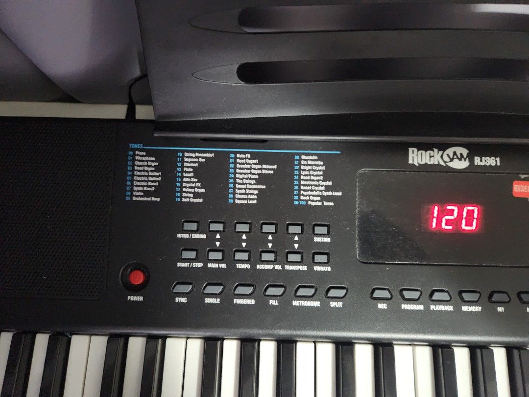 RockJam Compact 61 Key Keyboard with Sheet Music Stand, Hobbies & Toys ...