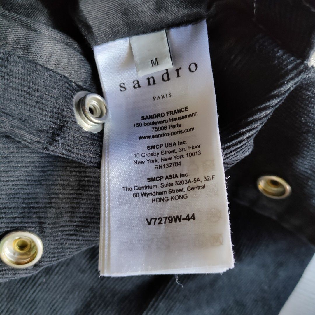 SANDRO PARIS | Blouson Varsity Jacket Dark Blue Corduroy, Luxury ...