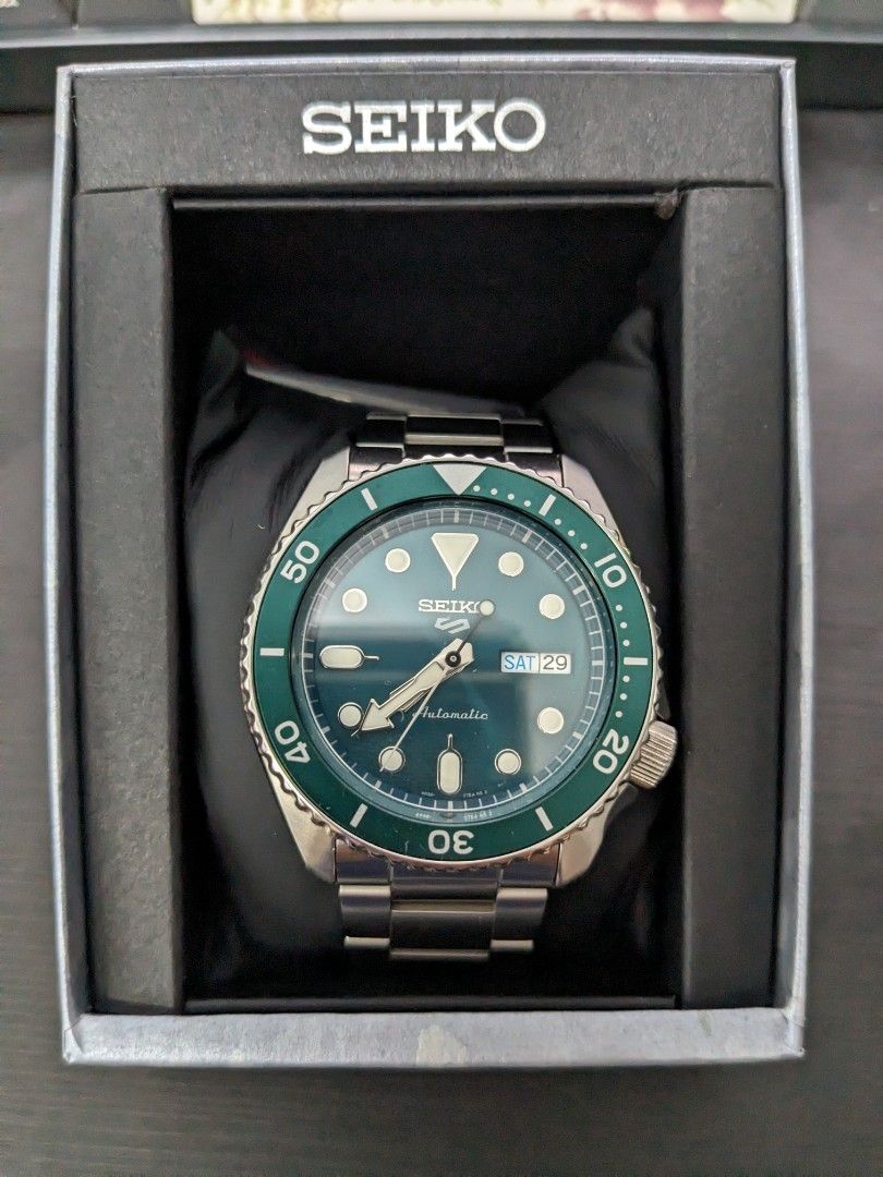 Seiko 5 Watch. Automatic watch. Green Dail. Green Hulk watch, Men's ...