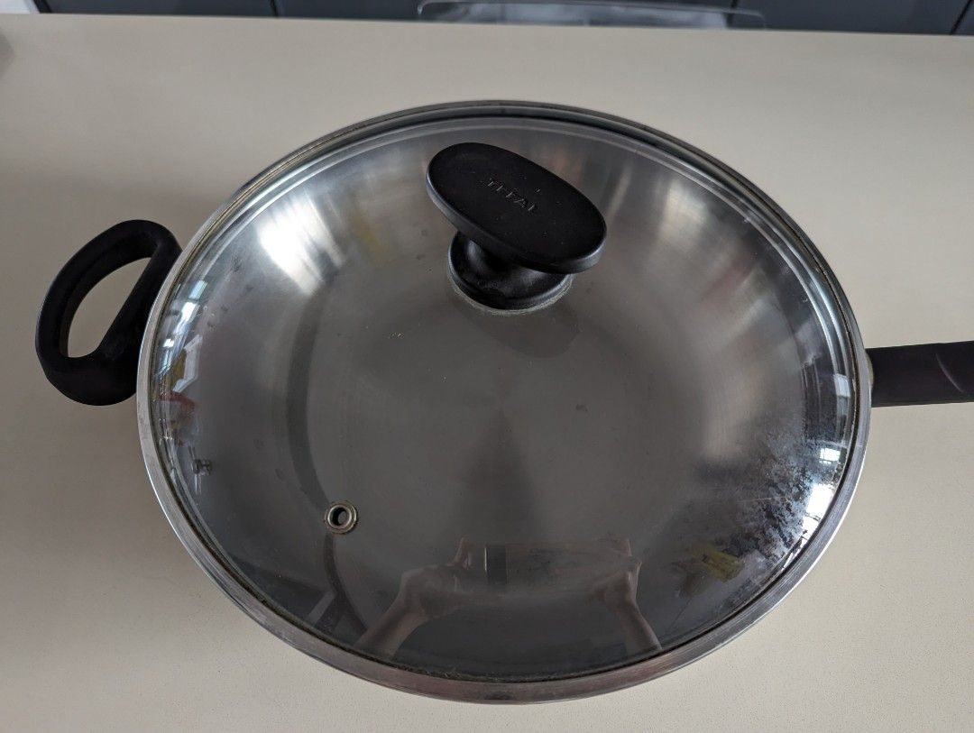 Tefal 30cm Stainless Steel Wok with Lid, Furniture & Home Living ...