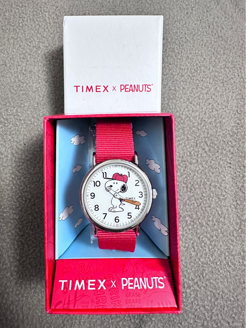 Timex Weekender x Peanuts Snoopy Red Fabric Strap Watch (Unisex), Women ...
