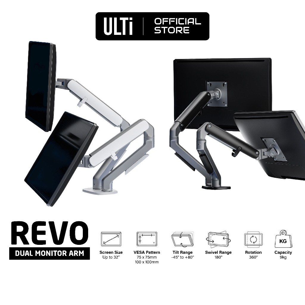 ULTi Revo Dual Monitor Arm | Vesa Compatible, Computers & Tech, Parts ...