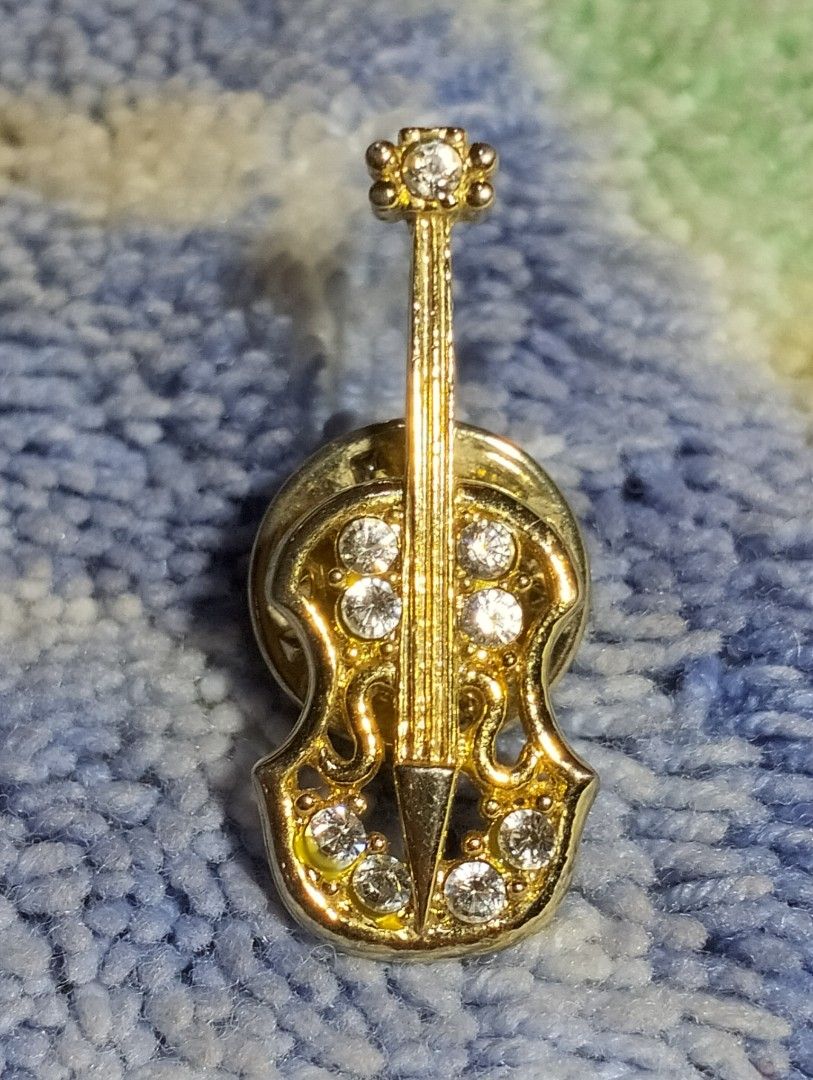 Vintage Ballou Reg'D Violin Pin With Rhinestones, Women's Fashion ...