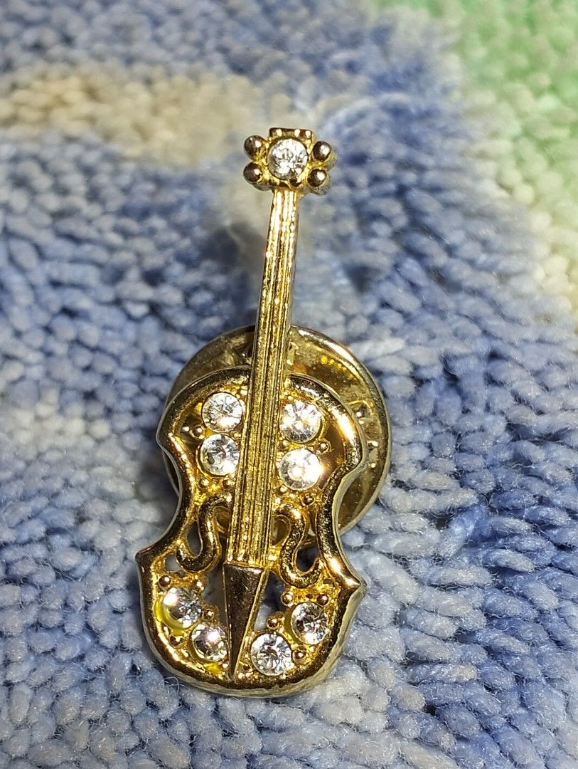 Vintage Ballou Reg'D Violin Pin With Rhinestones, Women's Fashion ...