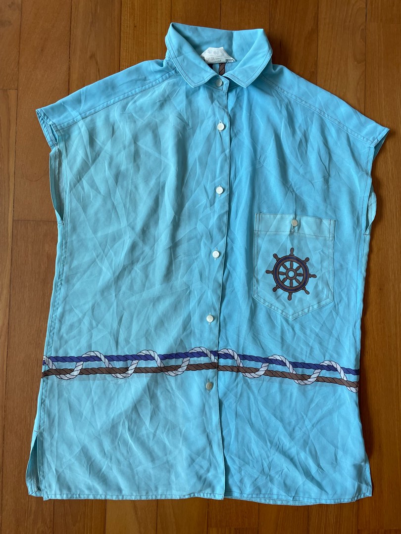 Vintage Nautical Blouse, Women's Fashion, Tops, Blouses on Carousell