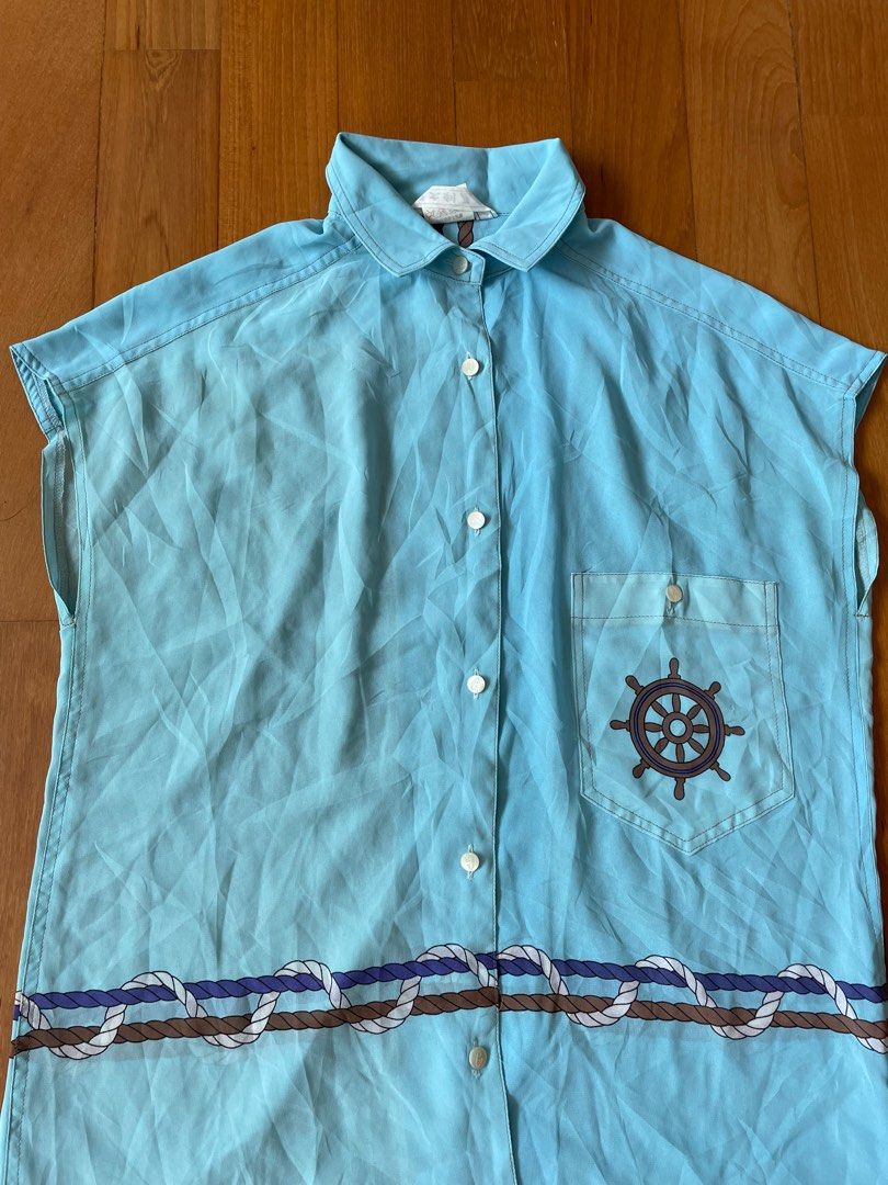 Vintage Nautical Blouse, Women's Fashion, Tops, Blouses on Carousell