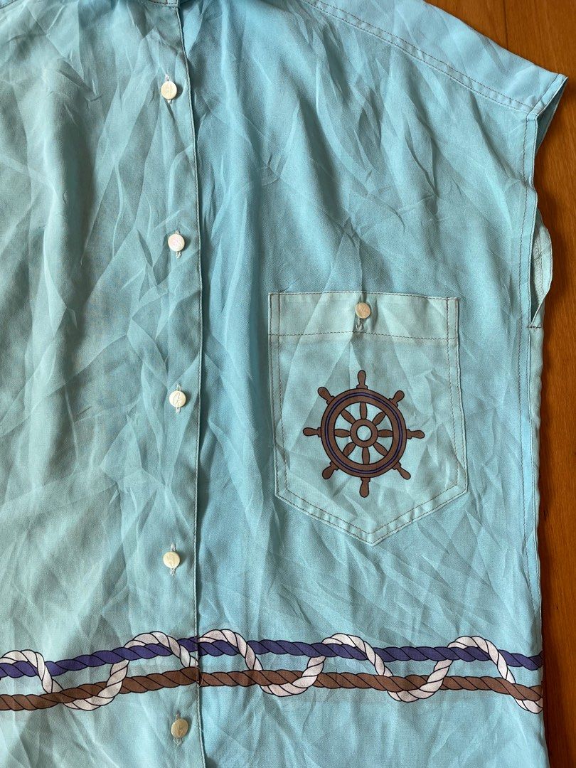 Vintage Nautical Blouse, Women's Fashion, Tops, Blouses on Carousell