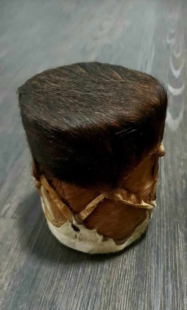 Vintage South African Rattle Drum - Genuine Fur wrapped in solid wood ...