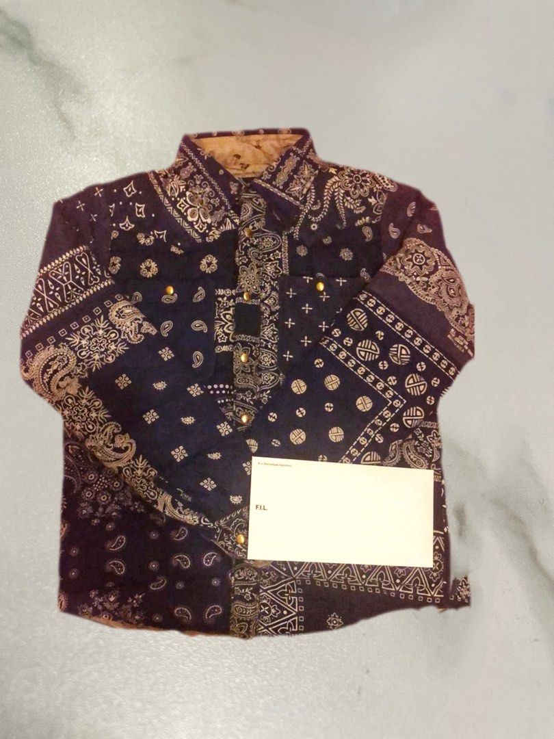 VISVIM KERCHIEF DOWN JKT Kanye West 腰果花 拼布 鋪棉 羽絨 深藍 全新 現貨, 名牌, 服裝 ...