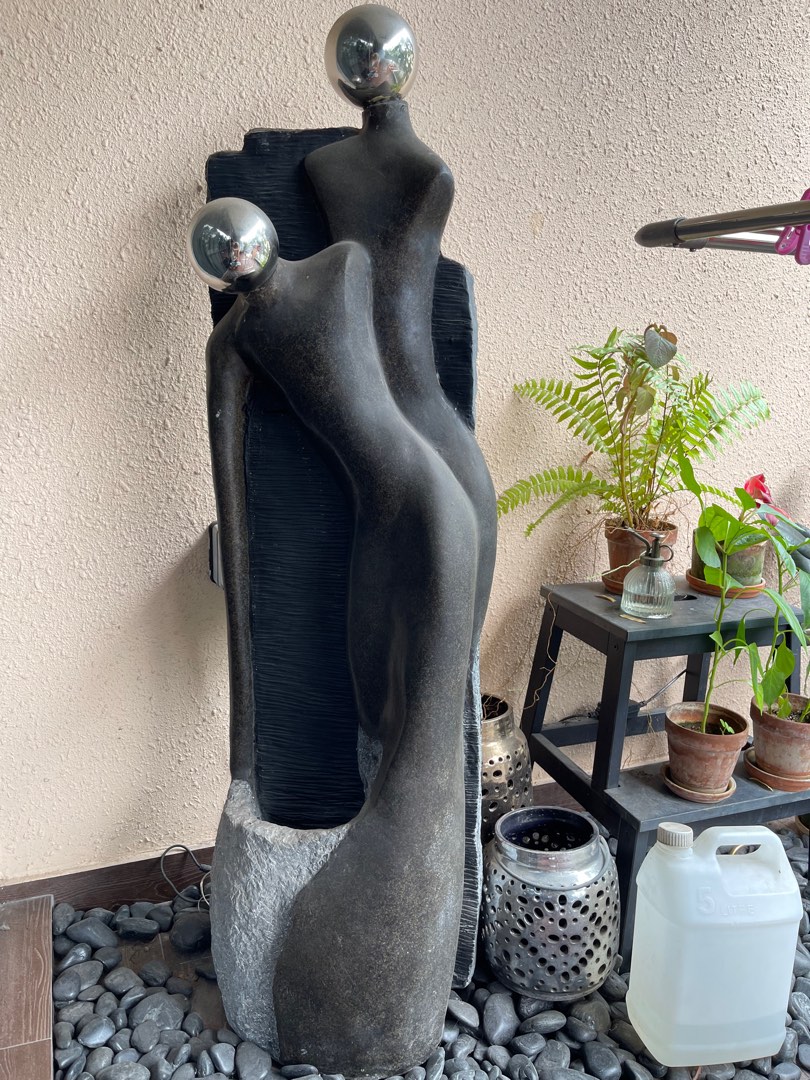 Water feature with plug in light and flowing water, Furniture & Home ...