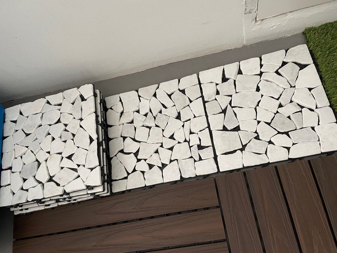 White stone outdoor decking - patio balcony garden, Furniture & Home ...