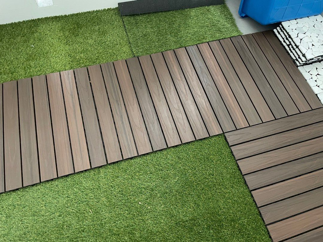 White stone outdoor decking - patio balcony garden, Furniture & Home ...