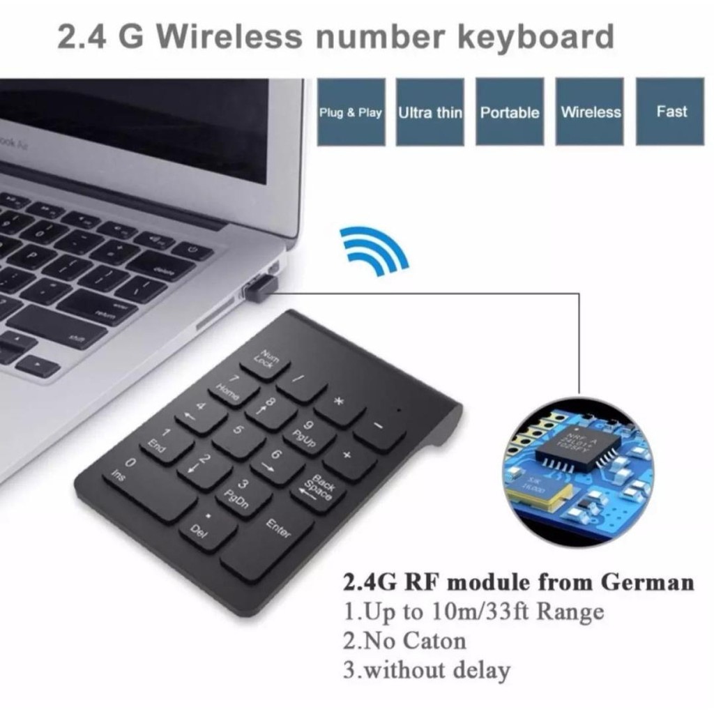 Wireless Number Keyboard Numeric Pad USB Wired Keypad for Laptop Notebook Accounting Excel ...