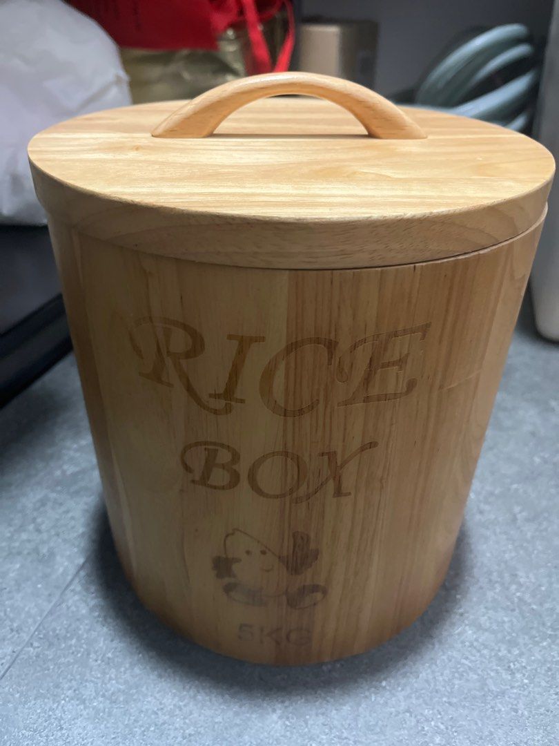 Wooden Rice container 5kg, Furniture & Home Living, Kitchenware ...