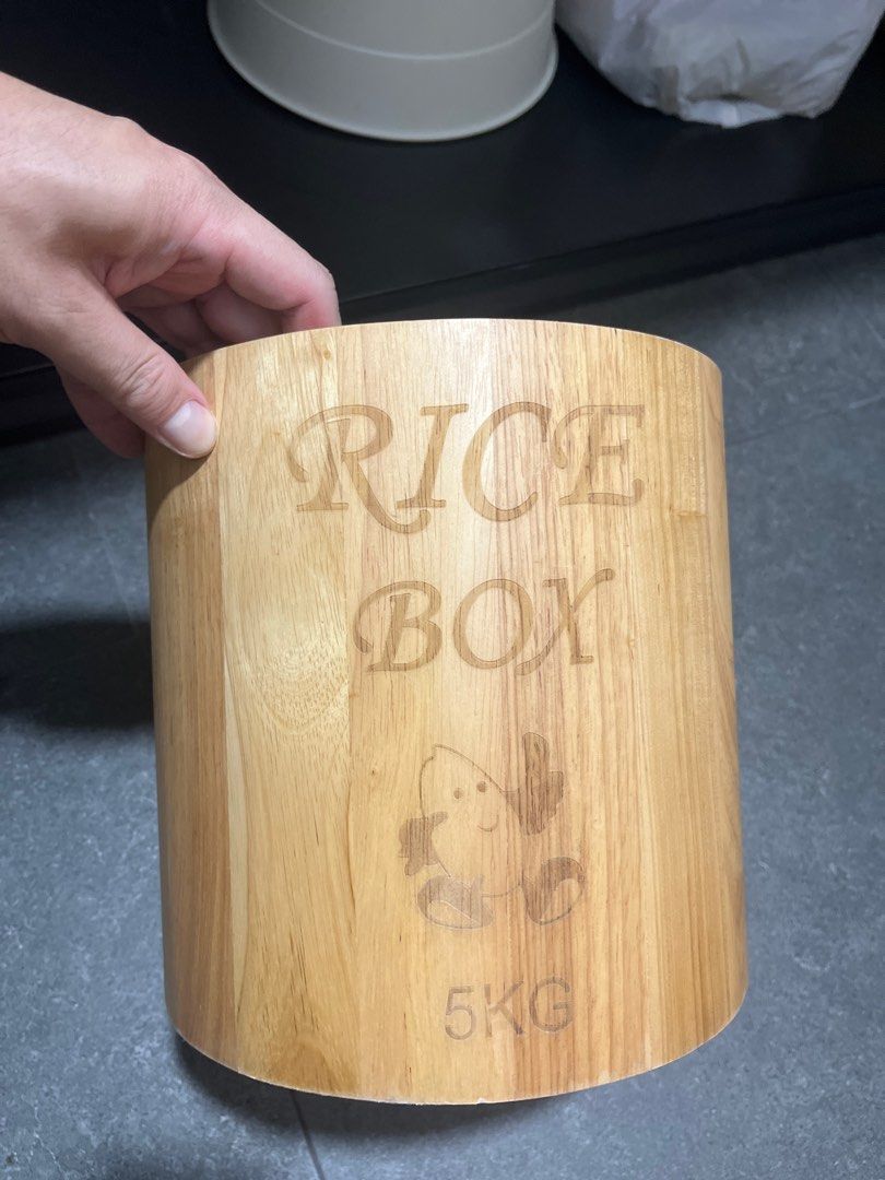 Wooden Rice container 5kg, Furniture & Home Living, Kitchenware ...