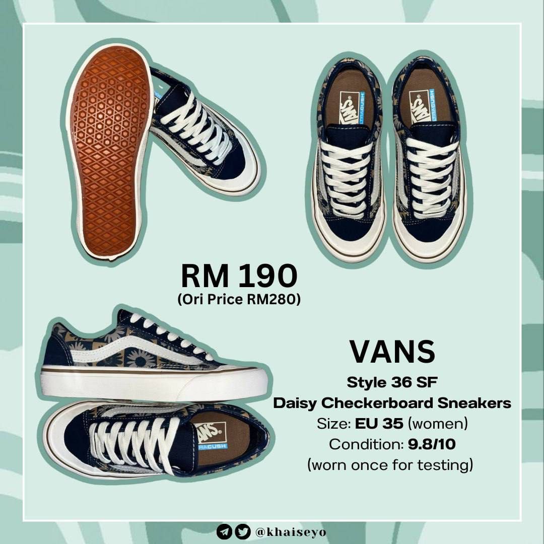 WTS ORIGINAL VANS DAISY CHECKERBOARD, Women's Fashion, Footwear ...