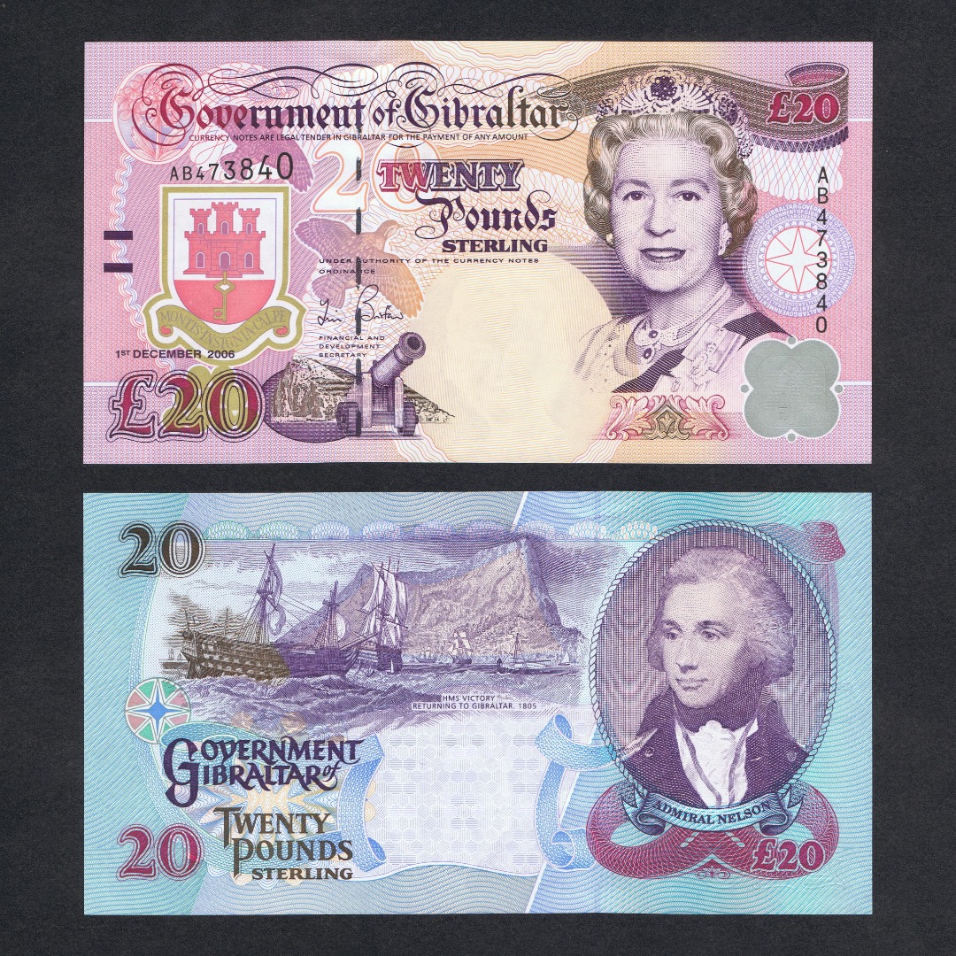 2006 GIBRALTAR 20 POUNDS P-33a UNC > QUEEN E II ADMIRAL NELSON HMS ...