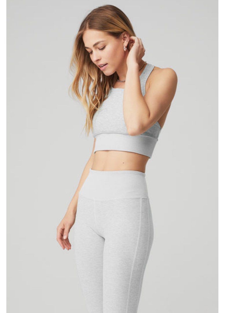 Alo yoga set alosoft legging and serenity bra zinc heather, Olah Raga ...