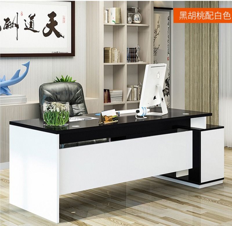 Artanis 2.4m 8 Feet Boss DIRECTOR TABLE WHITE BLACK WITH BOSS CHAIR SET ...