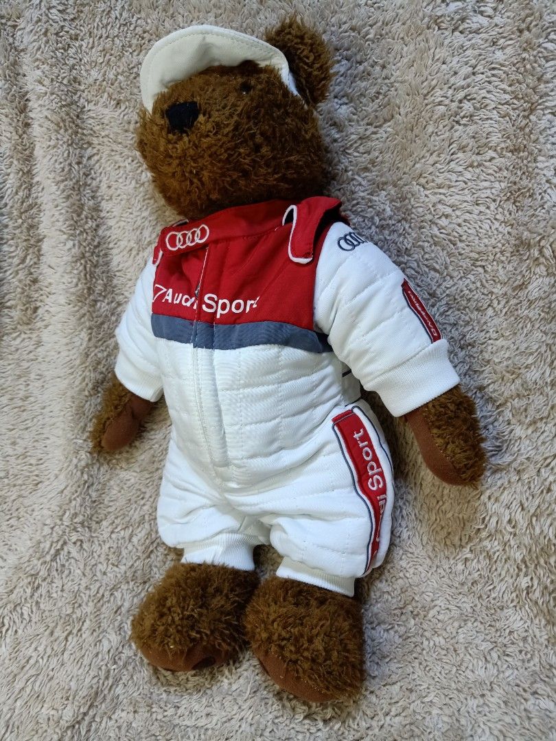 AUDI SPORT OFFICIAL ARTICULATED TEDDY BEAR PLUSH IN CAR RACING OUTFIT ...