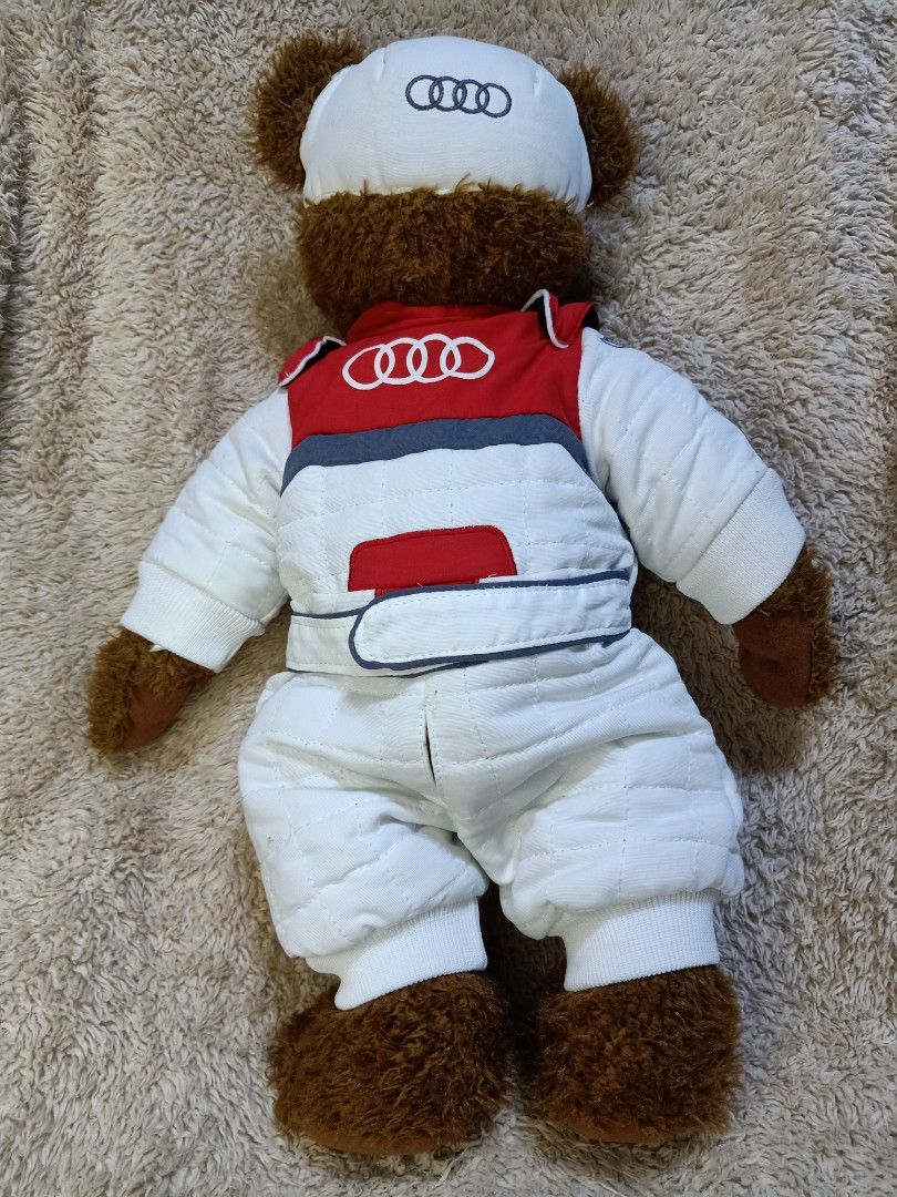 AUDI SPORT OFFICIAL ARTICULATED TEDDY BEAR PLUSH IN CAR RACING OUTFIT ...