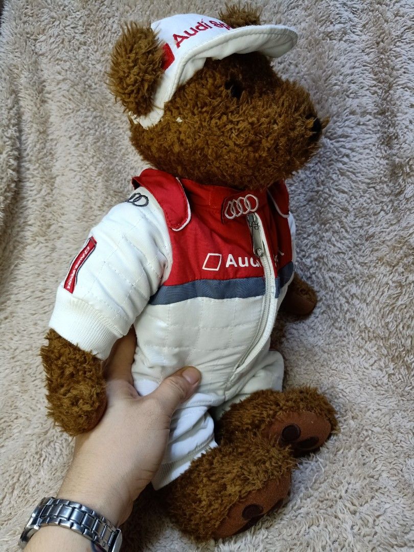AUDI SPORT OFFICIAL ARTICULATED TEDDY BEAR PLUSH IN CAR RACING OUTFIT ...