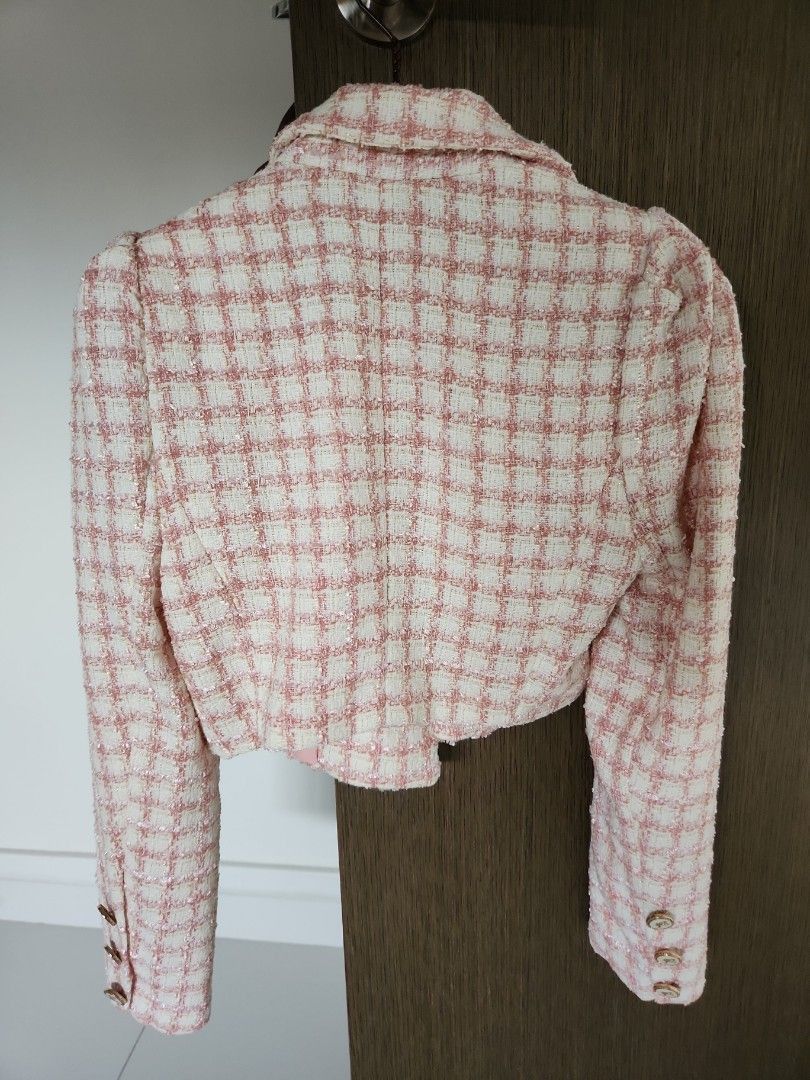 Barbie Pomelo Tweed Blazer Jacket, Women's Fashion, Coats, Jackets and ...
