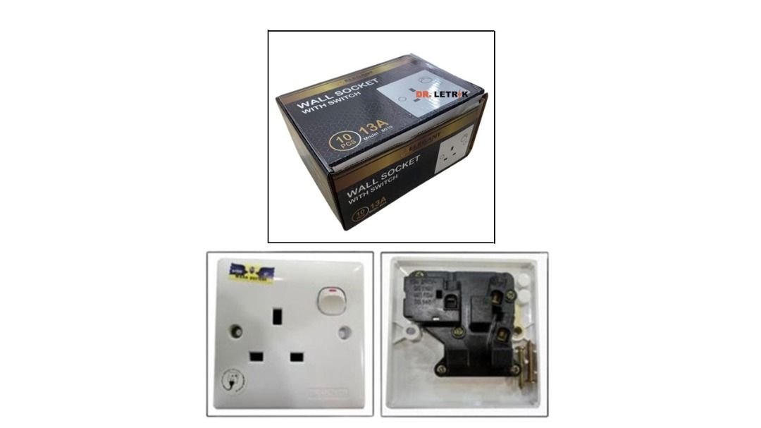 BELEGANT 13A Single PVC Switch Socket Outlet (SIRIM), Furniture & Home ...