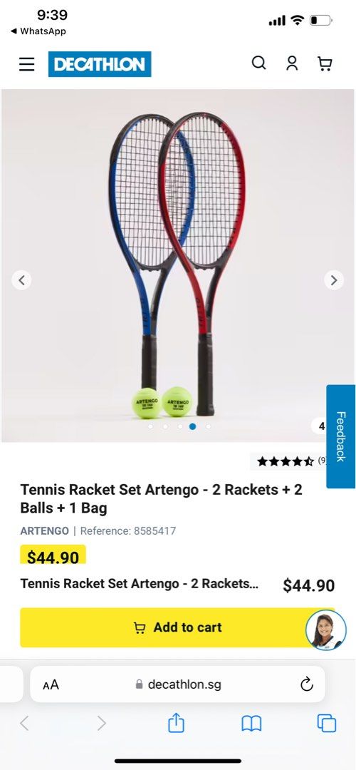 BNIB Tennis Racket Set Artengo - 2 Rackets + 2 Balls + 1 Bag, Sports Equipment, Sports & Games ...