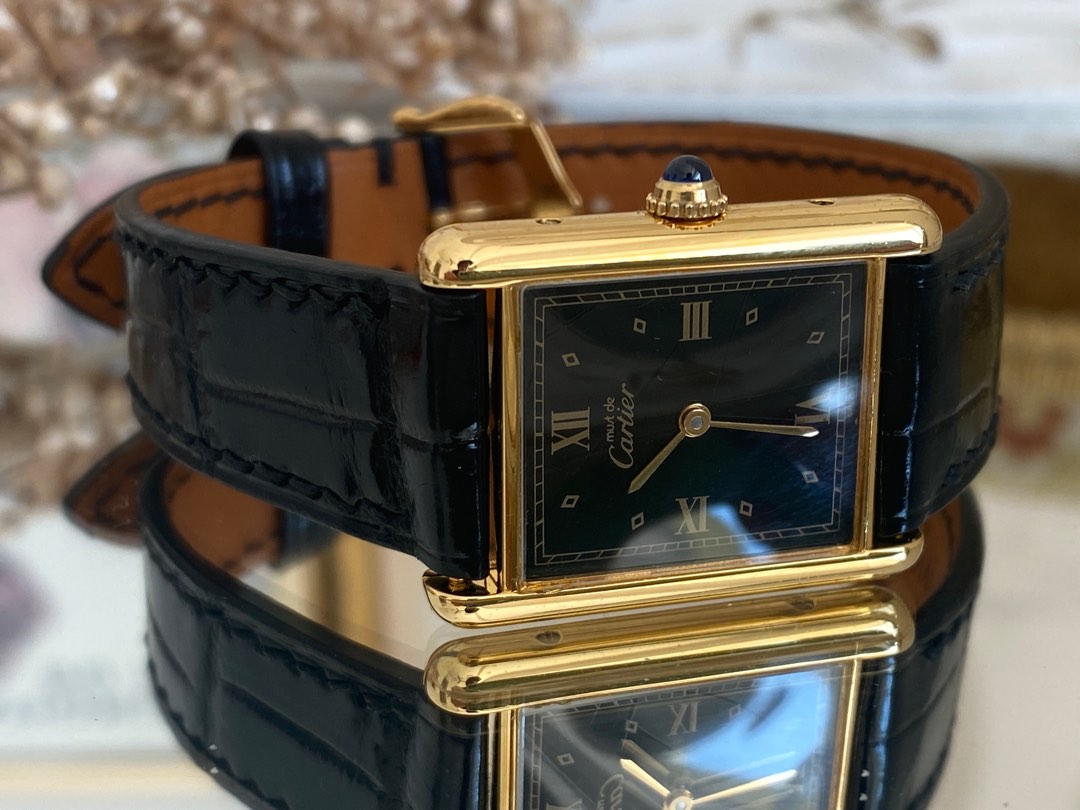 Cartier Tank Black Roman Vintage Classic Watch, Luxury, Watches on ...
