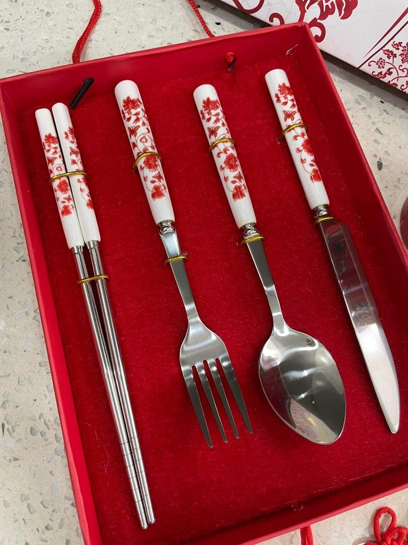 Chinese Traditional ceramice Mug & Cutlery set, Furniture & Home Living ...