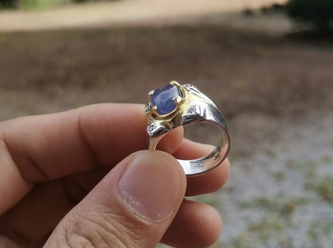Cincin Batu Asli NILAM TANZANIA Saiz 19, Women's Fashion, Jewelry ...