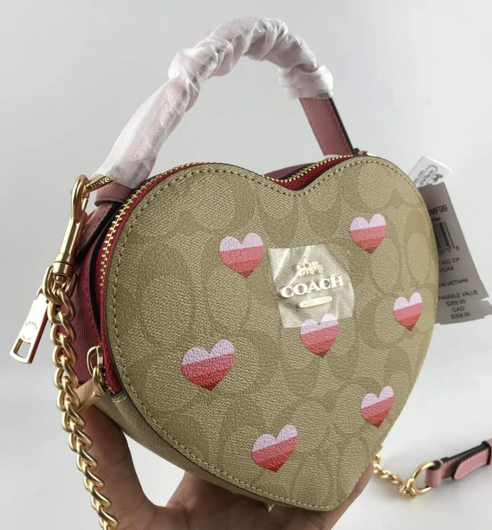 Coach Heart Crossbody Bag in Signature Canvas with Heart Print, Women's ...