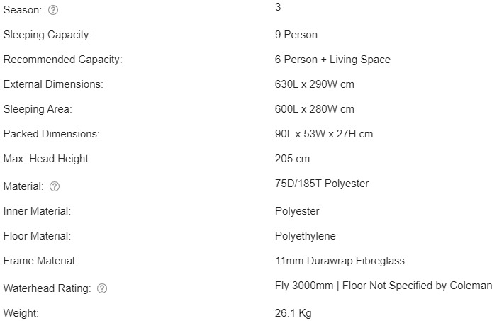 Coleman Chalet 9CV Tent, Sports Equipment, Hiking & Camping on Carousell