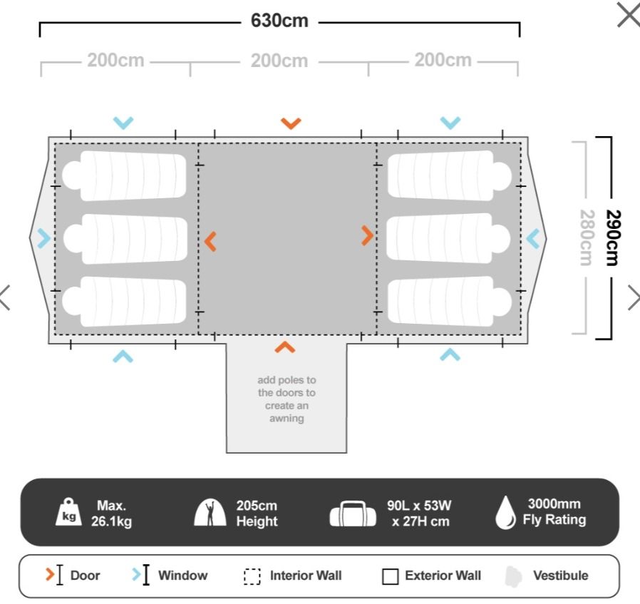 Coleman Chalet 9CV Tent, Sports Equipment, Hiking & Camping on Carousell